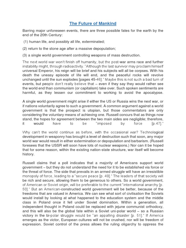 The Future of Mankind | PDF | Soviet Union | World Politics