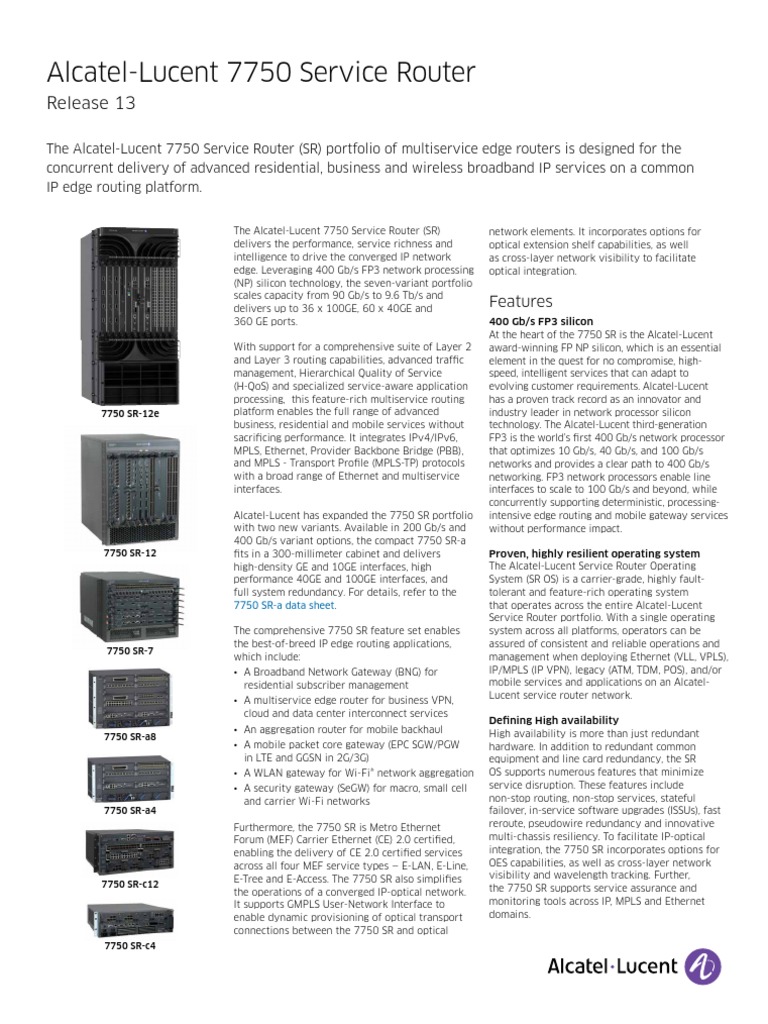 MKT2015019674EN 7750 SR Portfolio R13 DataSheet PDF | PDF ...