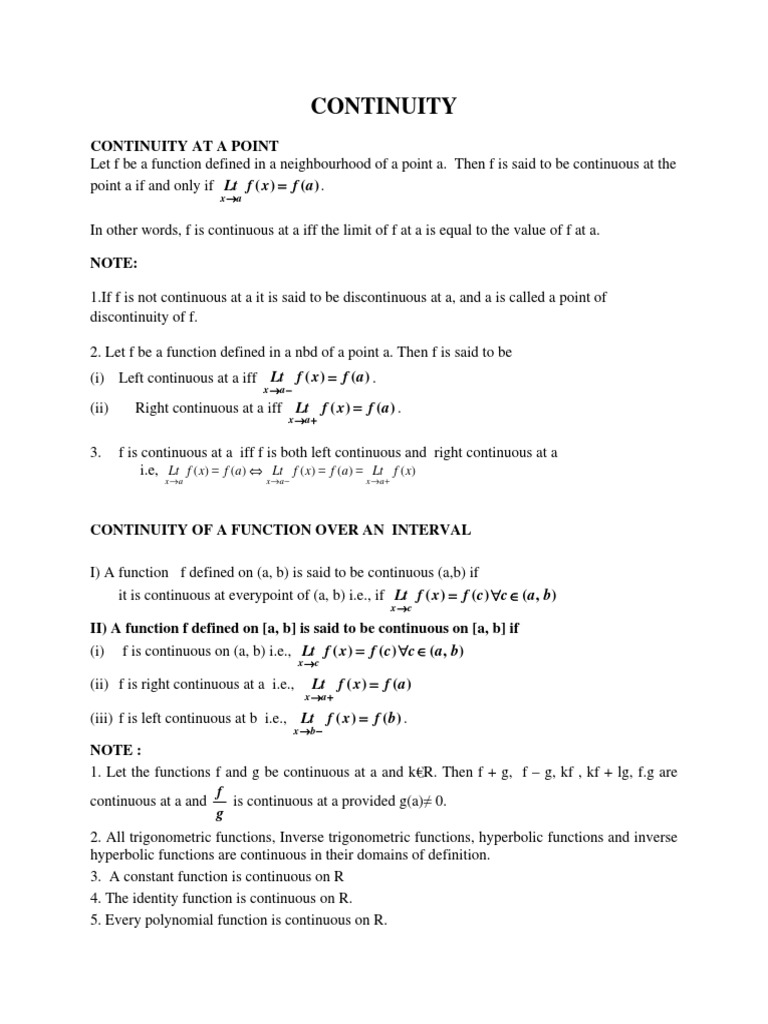 Continuity | PDF | Continuous Function | Function (Mathematics)