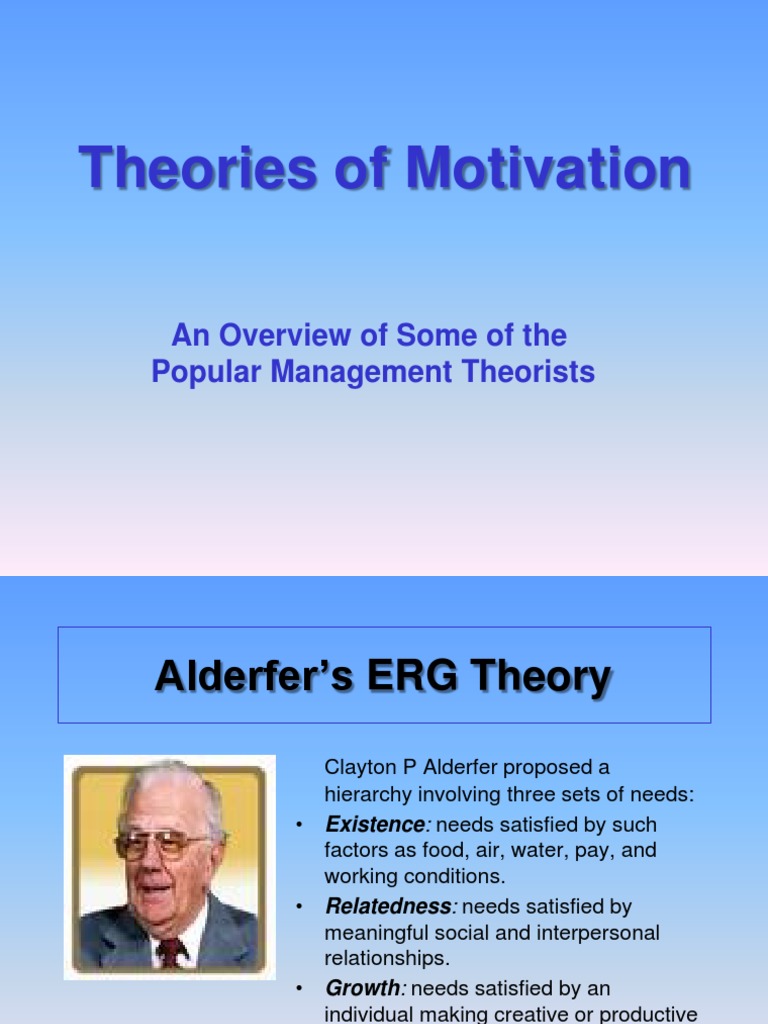 Theories of Motivation: ERG, Social Learning, Hierarchy of Needs | PDF | Motivation | Motivational