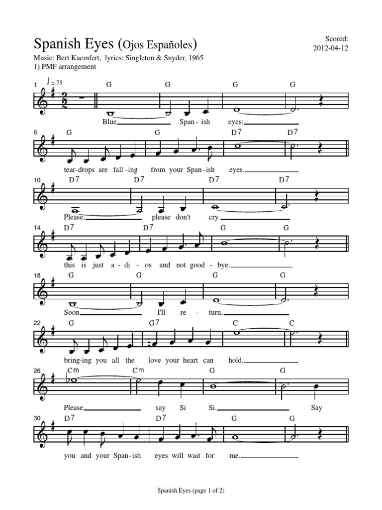 Spanish Eyes PDF | Download Free PDF | Songs | Popular Music