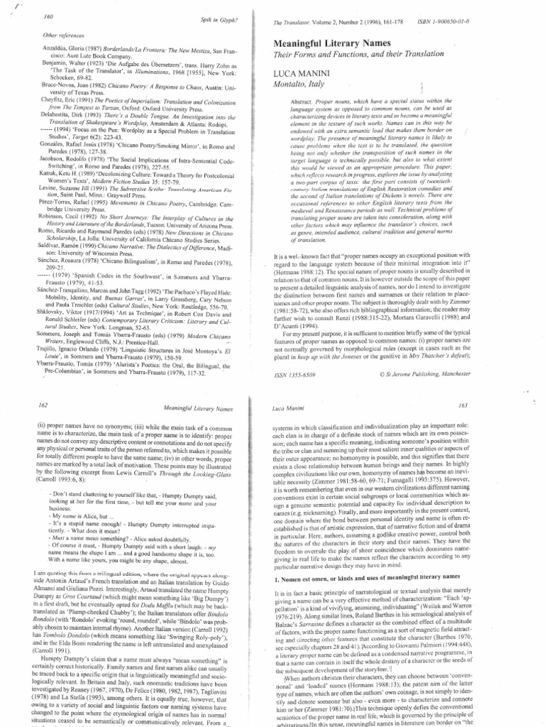 Luka Manini, Meaningful Lit. Names | PDF