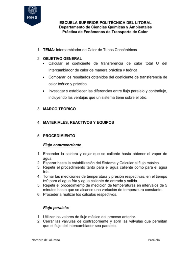 Intercambiador de Calor de Tubos Concéntricos: Flujo Contracorriente vs ...