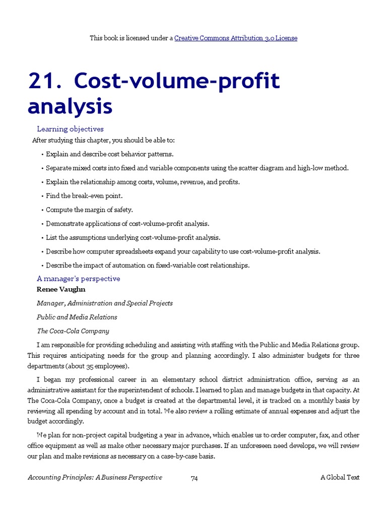 21 Cost Volume Profit Analysis | PDF | Revenue | Market (Economics)