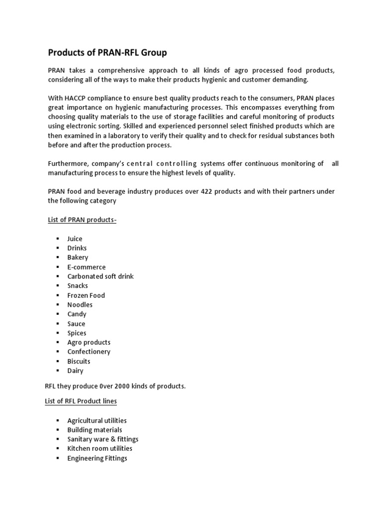Products of PRAN | PDF | Drink | Foods
