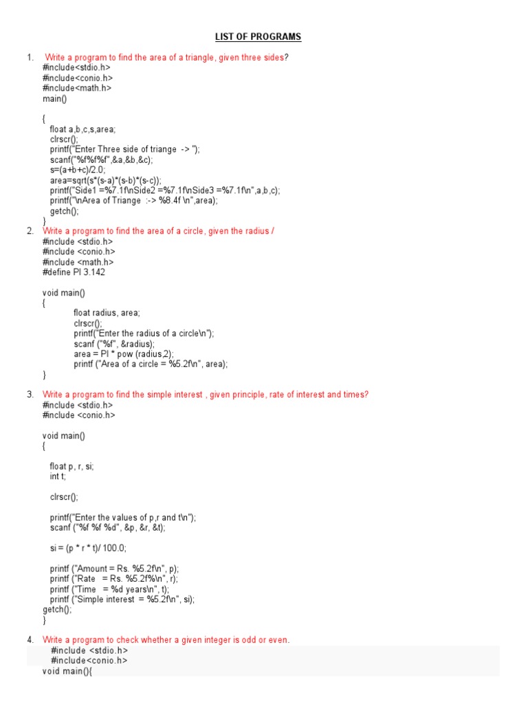 List of Programs | PDF | String (Computer Science) | Matrix (Mathematics)
