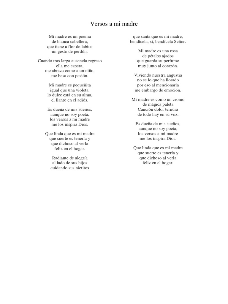 Versos A Mi Madre Pdf