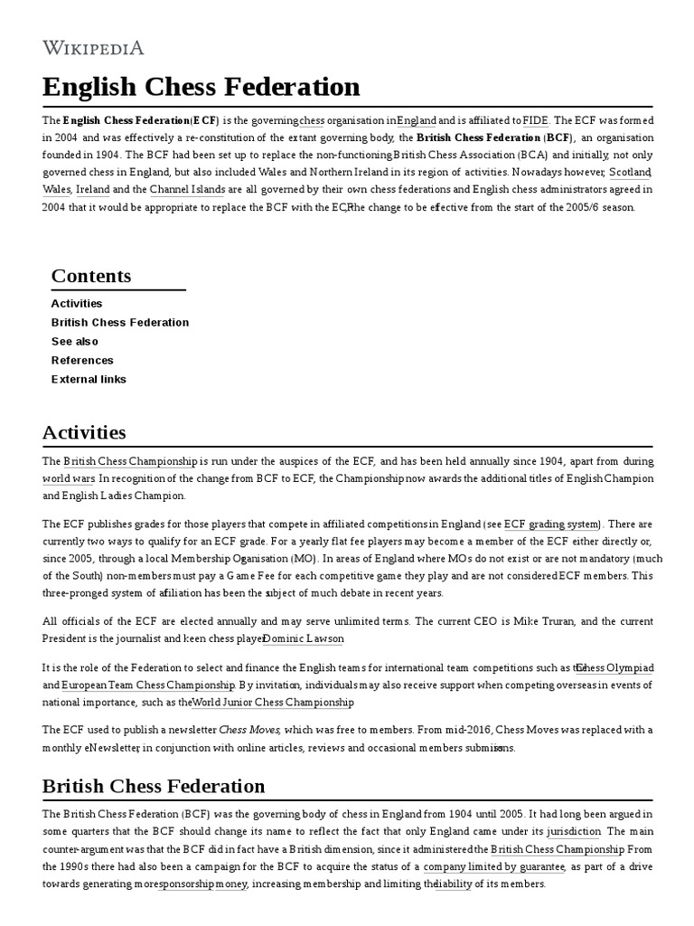 English Chess Federation | PDF | Chess | Competitive Games