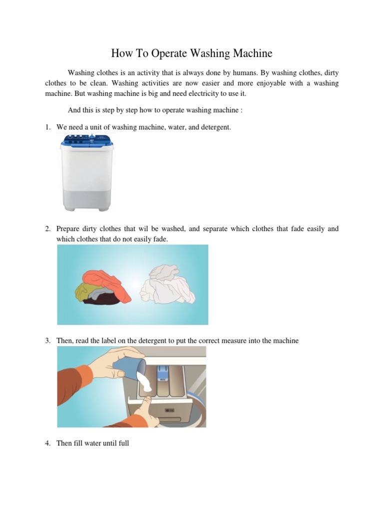 How To Operate Washing Machine - Suci Anggraini | PDF