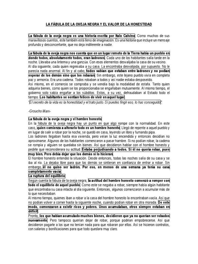 La Fábula De La Oveja Negra Pdf Fábula