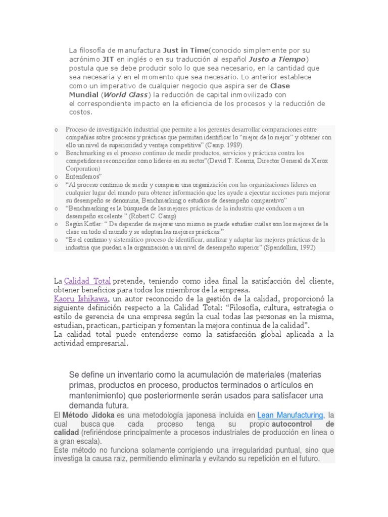 La Filosofía de Manufactura | PDF | Benchmarking | Calidad (comercial)