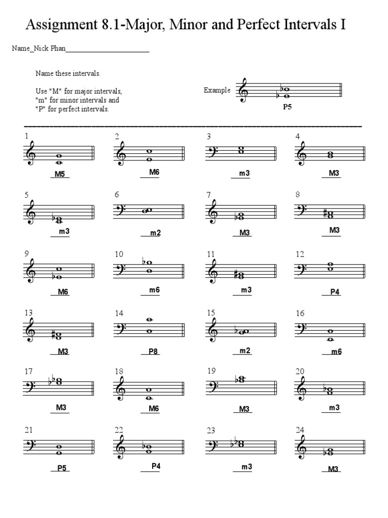 Assignment 8.1-Major, Minor and Perfect Intervals I | PDF | Interval ...