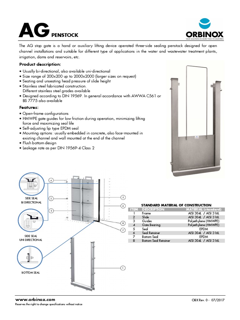 Side Seal Bi-Directional and Uni-Directional AG Penstocks: Product ...