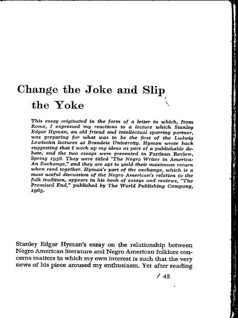 Ellison - Change The Joke and Slip The Yoke | PDF