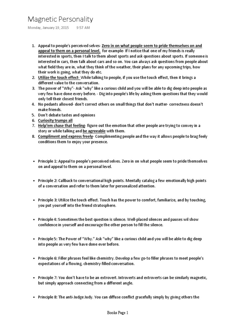 Magnetic Personality | PDF | Curiosity | Conversation