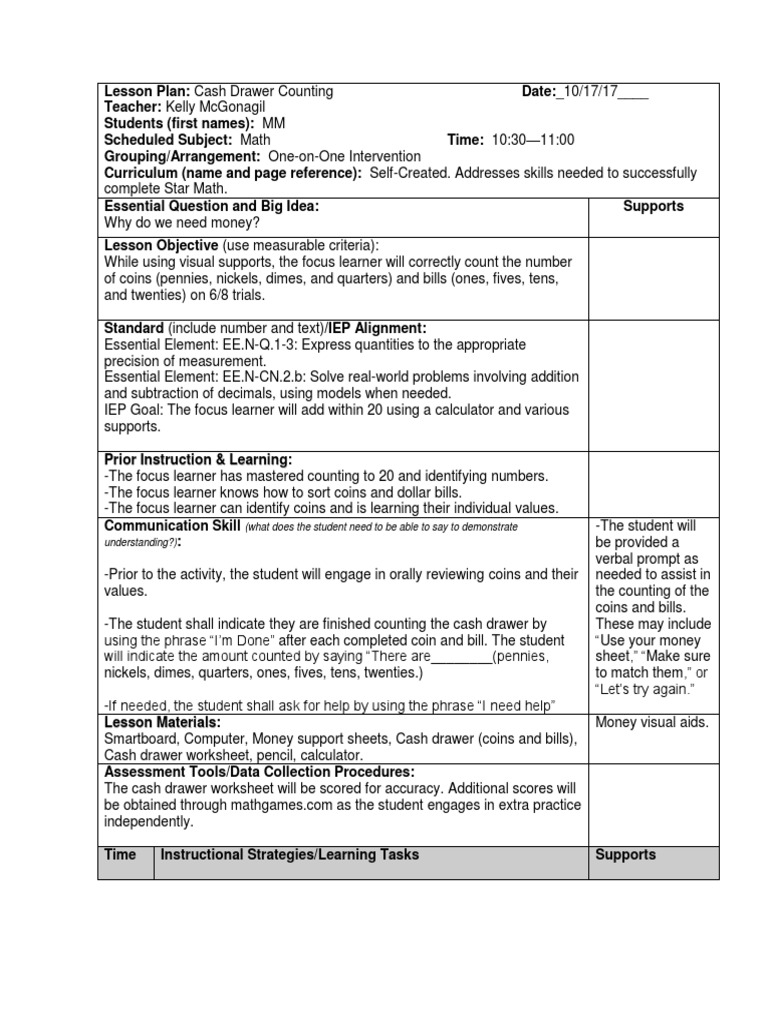 Lesson Plan 2 | PDF | Coins | Lesson Plan