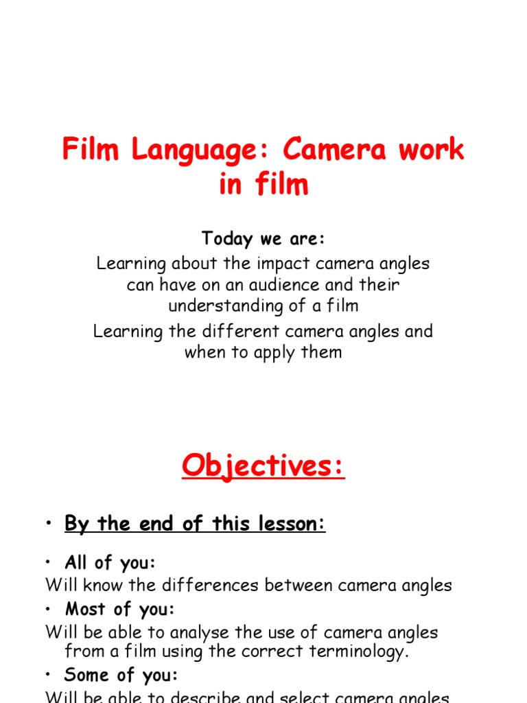 Film Language: Camera Work in Film | PDF | Camera | Zoom Lens