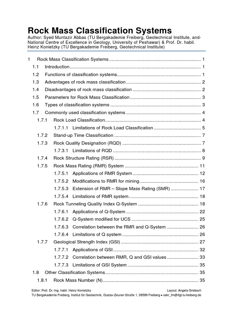 Rock Mass Classification Systems Overview | PDF | Strength Of Materials ...