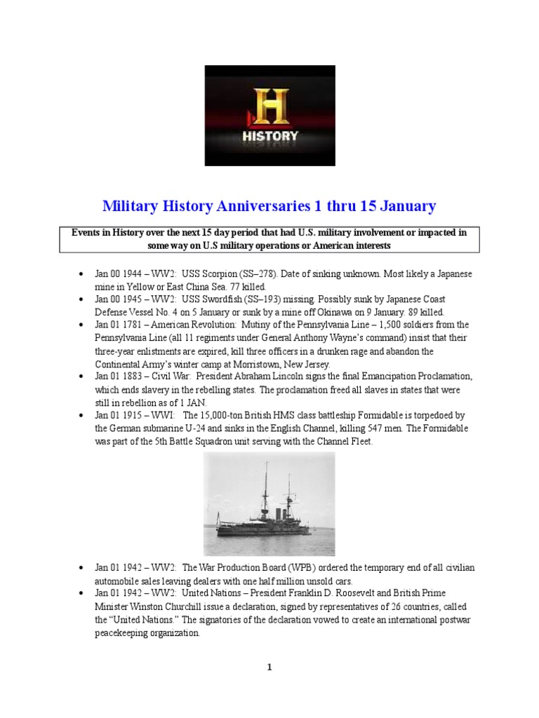 Military History Anniversaries 0101 Thru 011516 | Download Free PDF ...