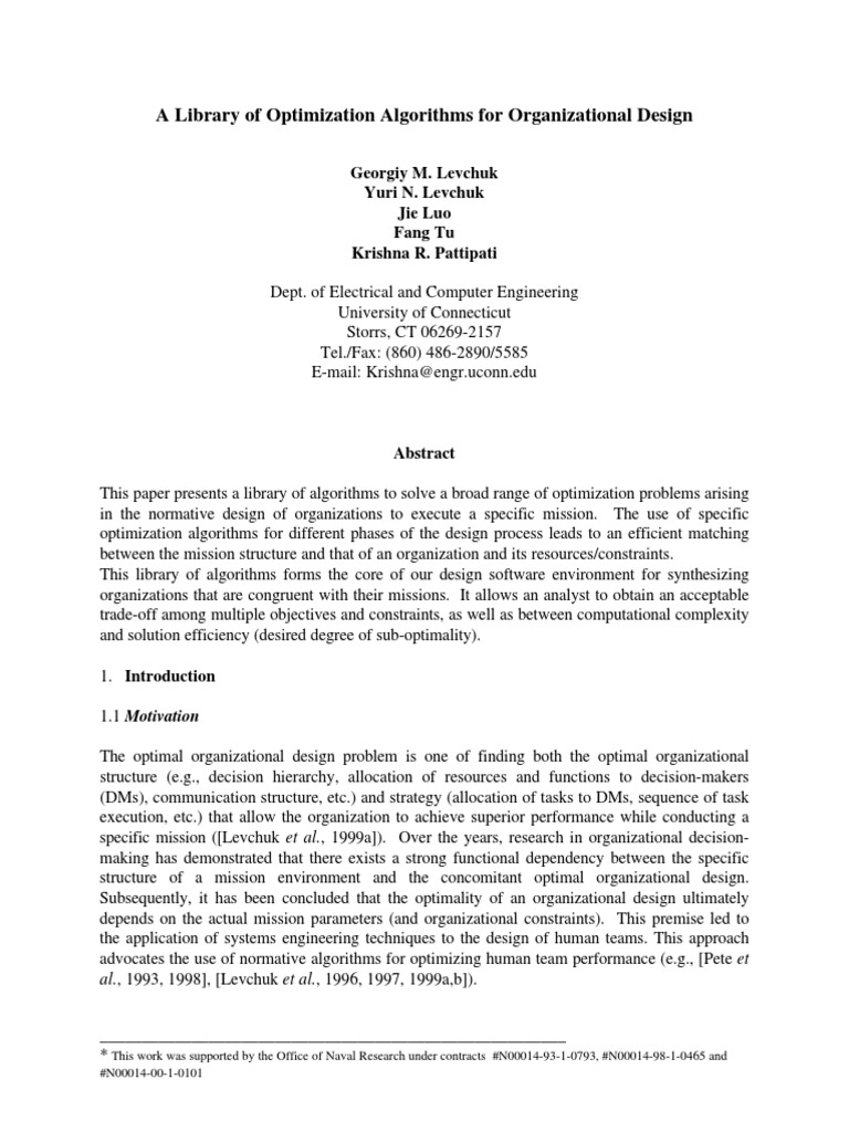 A Library of Optimization Algorithms For Organizational Design | PDF | Mathematical Optimization ...