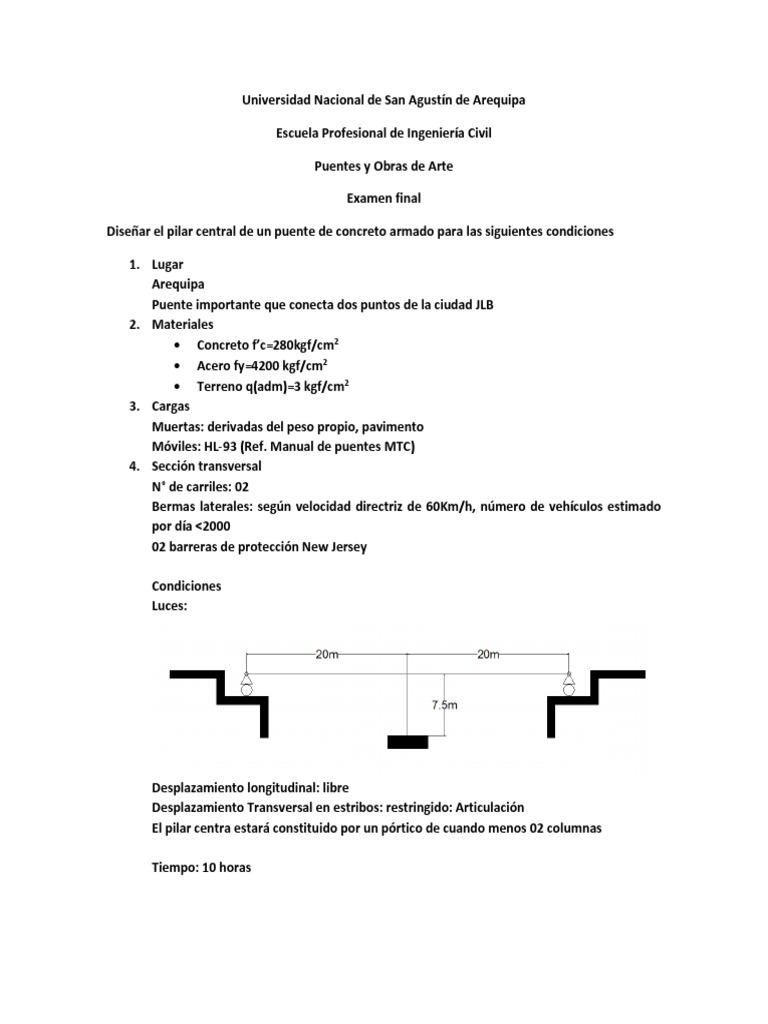 Examen Final Puentes y Obras de Arte-1 | PDF