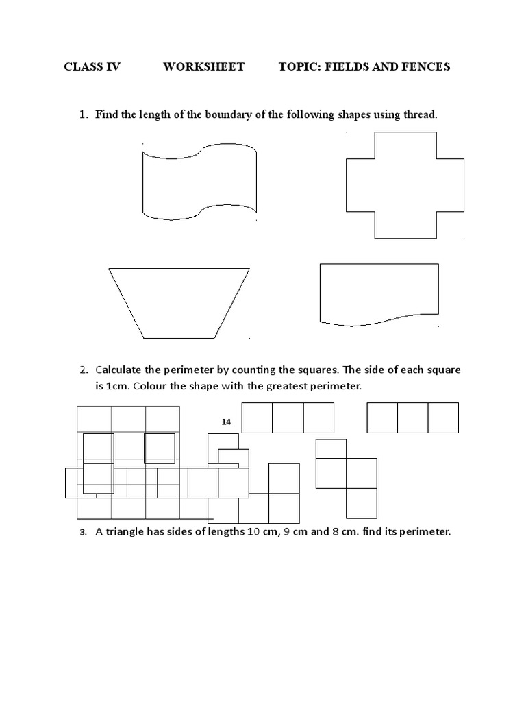 Class Iv Worksheet Topic: Fields and Fences | PDF