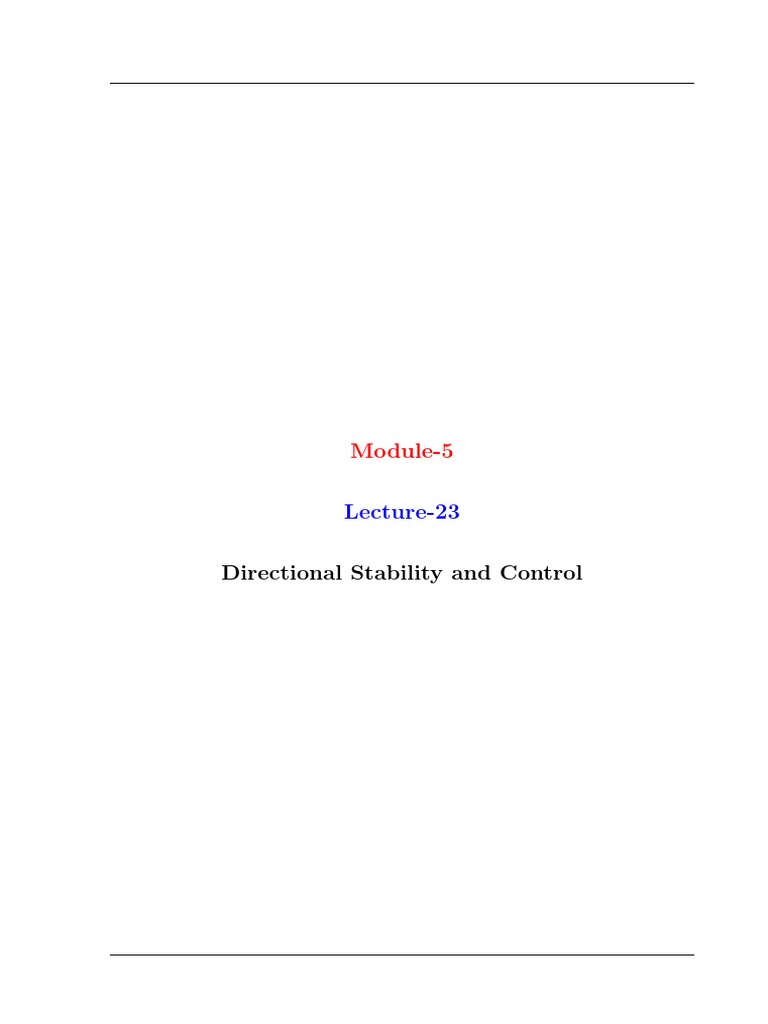 Directional Stability and Control: Module-5 | PDF | Flight Dynamics ...