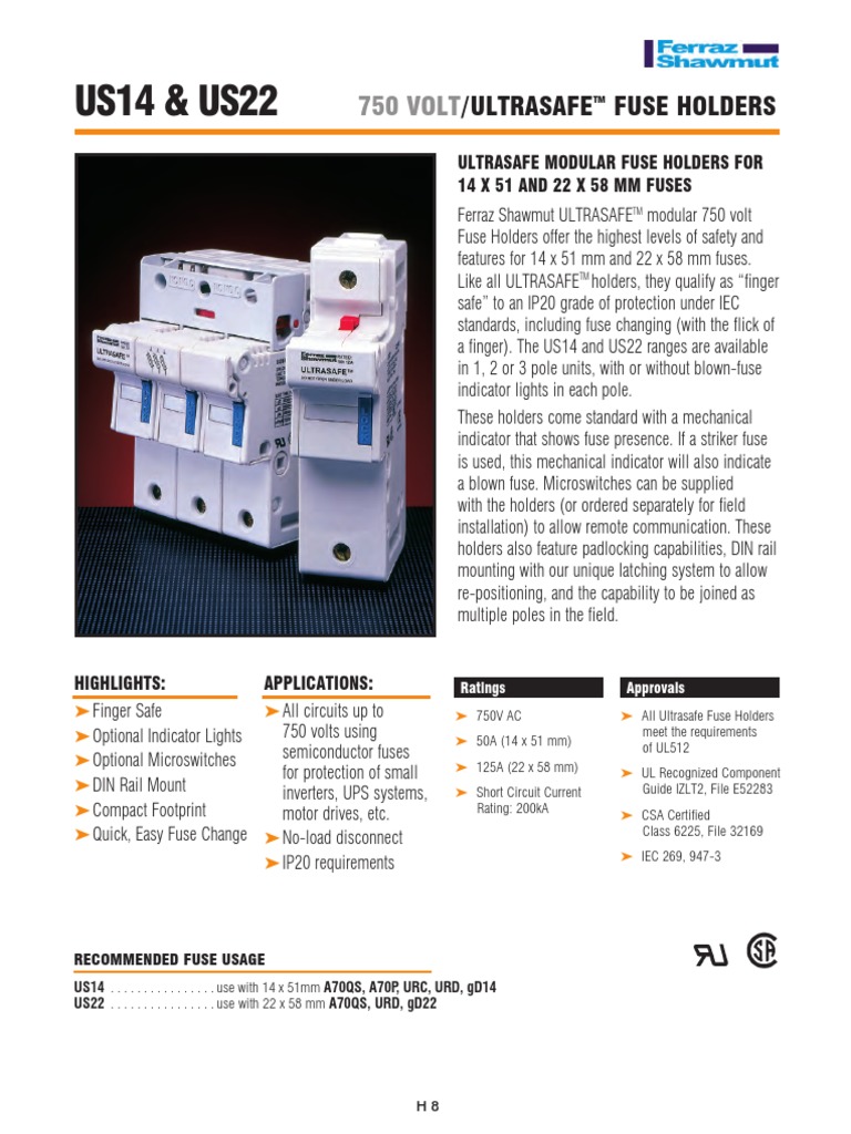 Ultra Safe Fuse Holders Us14-Us22 Portafusible | PDF | Fuse (Electrical ...
