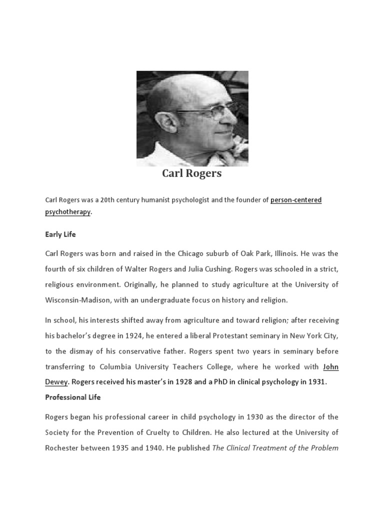Carl Rogers: Early Life | PDF | Clinical Psychology | Cognition