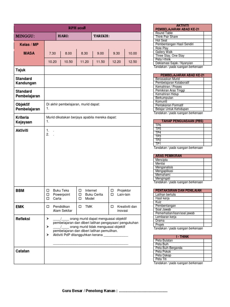 Template RPH 2018 | PDF