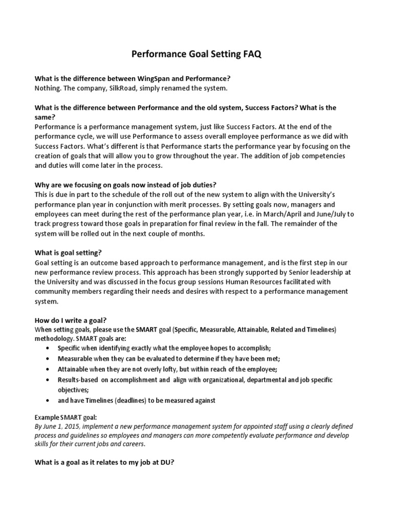 Goal Setting Faq | PDF | Goal | Performance Appraisal