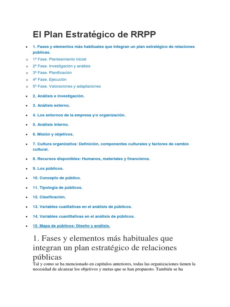 El Plan Estratégico de RRPP | Descargar gratis PDF | Relaciones ...