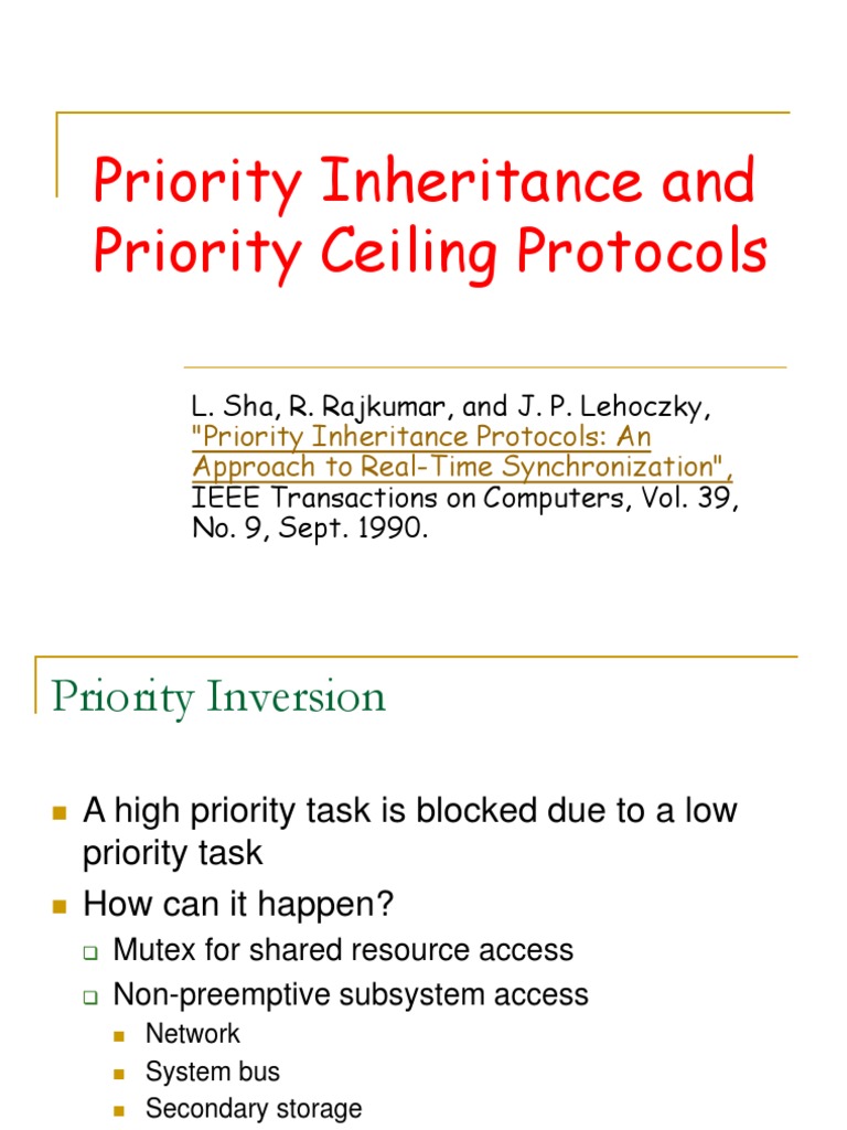 Priority Inheritance and Priority Ceiling Protocols | PDF | Scheduling (Computing) | Concurrent ...