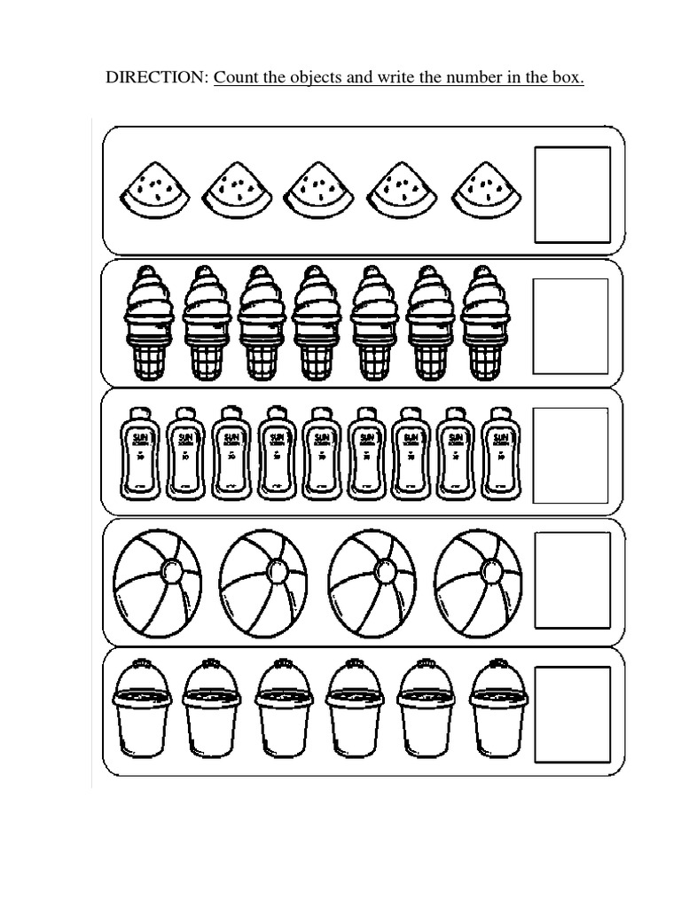 Count Objects and Write Number Worksheet | PDF