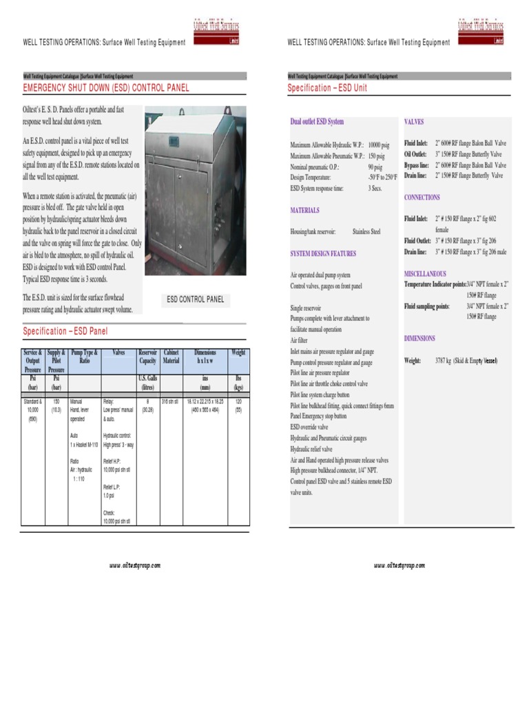Ows Esd Unit XXX | PDF | Valve | Plumbing
