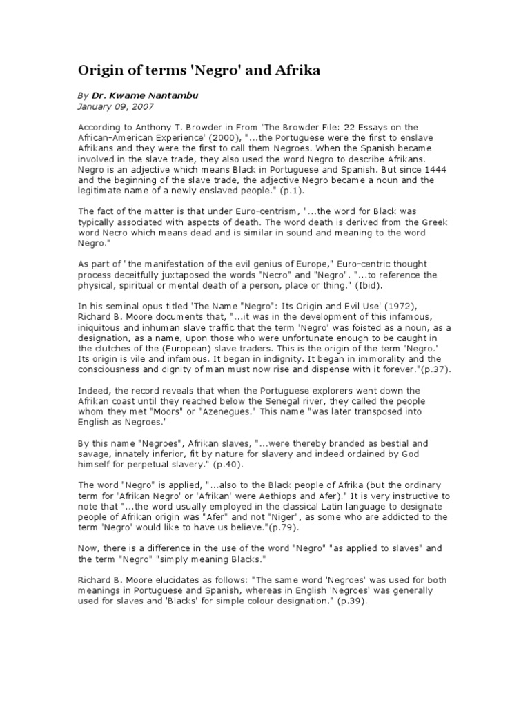 Origin of 'Negro' and 'Afrika' Terms | PDF