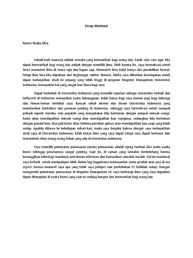 Essay Motivasi | PDF | Karier & Perkembangan | Pengembangan Diri