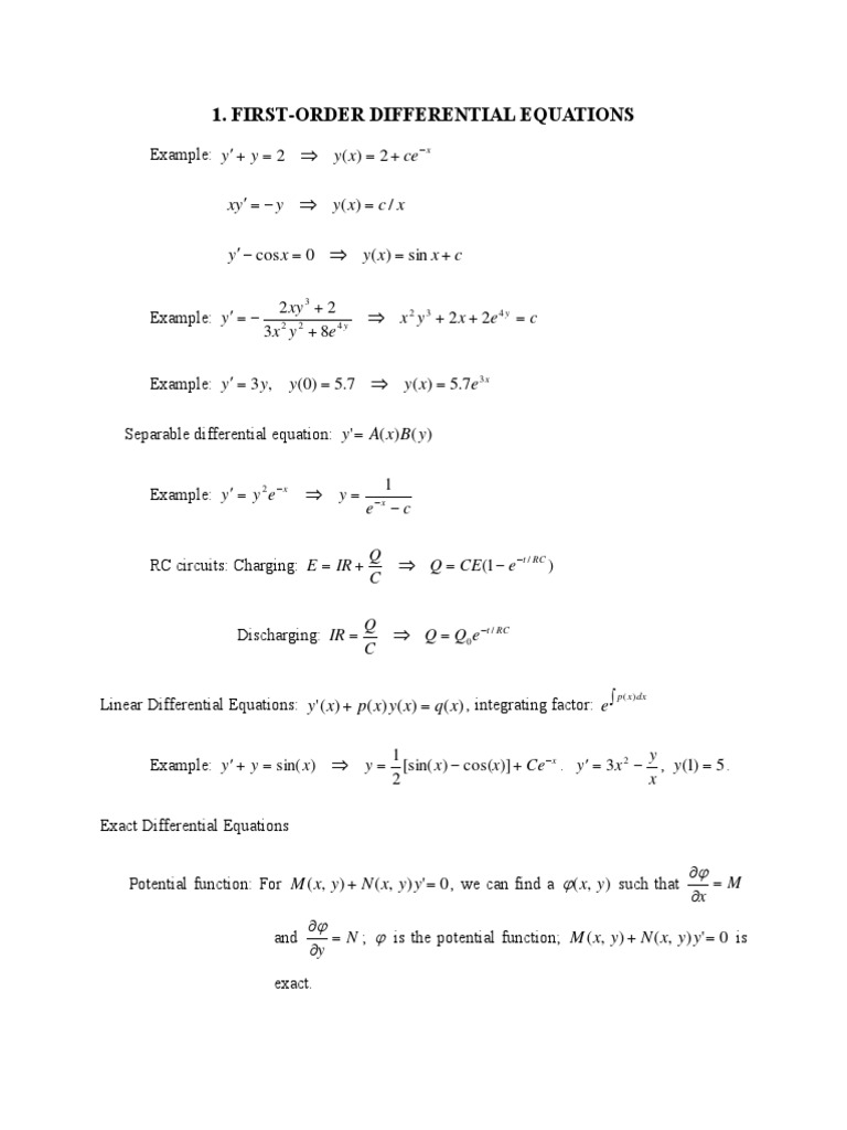 Comprehensive Guide to Solving Various Types of First-Order and Second ...