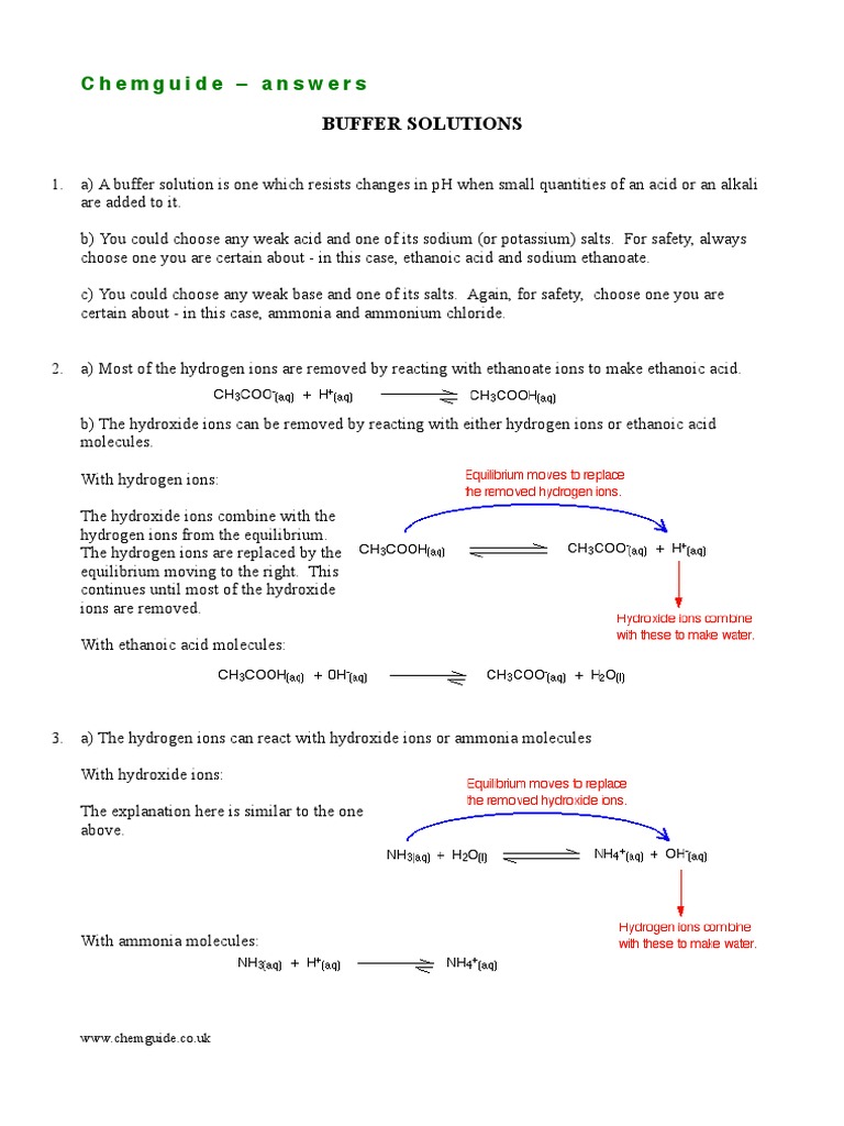Chemguide - Answers: Buffer Solutions | Download Free PDF | Buffer ...