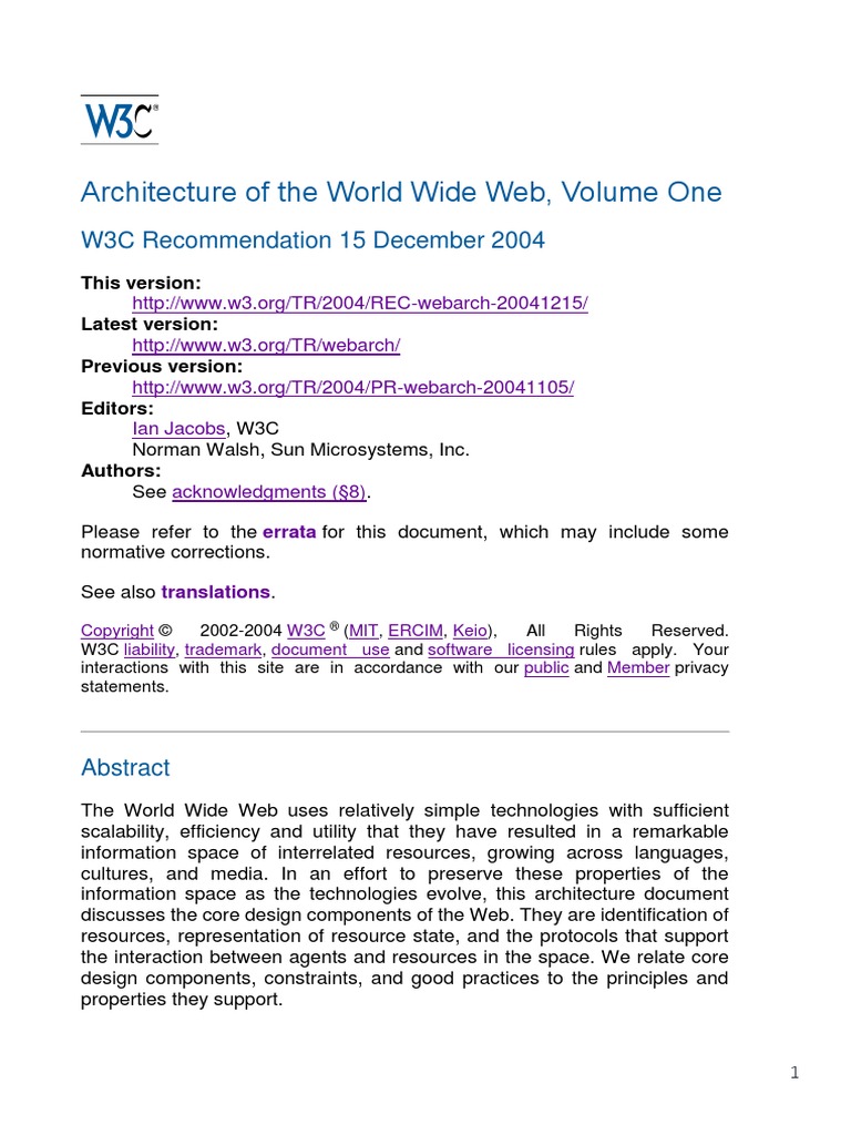 Architecture of The World Wide Web | PDF | Uniform Resource Identifier ...