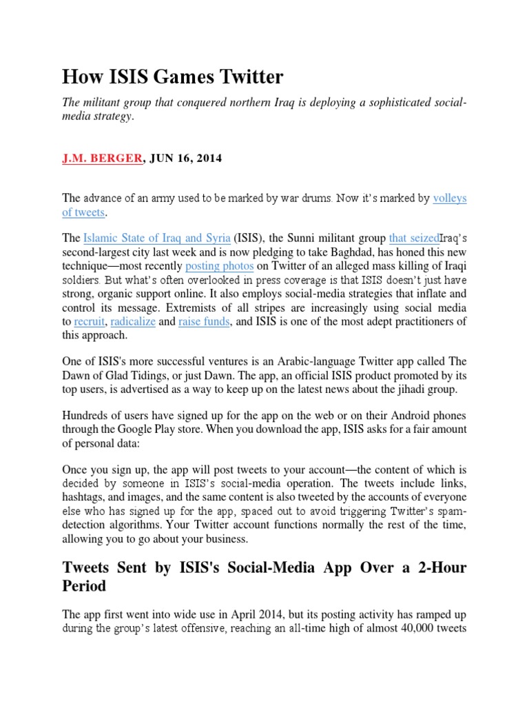 How ISIS Games Twitter | PDF | Islamic State Of Iraq And The Levant ...
