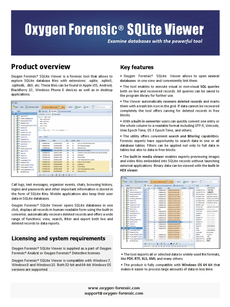Oxygen Forensic SQLite Viewer | PDF | Databases | Microsoft Windows