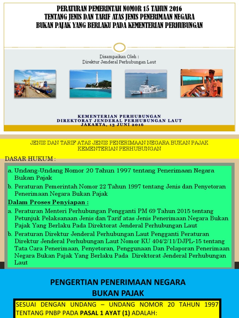 PP 15 Tahun 2016 Tentang Jenis Dan Tarif Atas Jenis PNBP Kemenhub | PDF