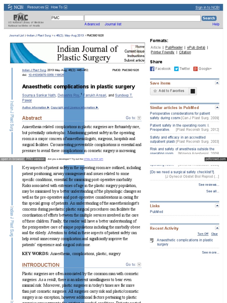 56 Anaesthesia For Plastic. SX | PDF | Surgery | Anesthesia