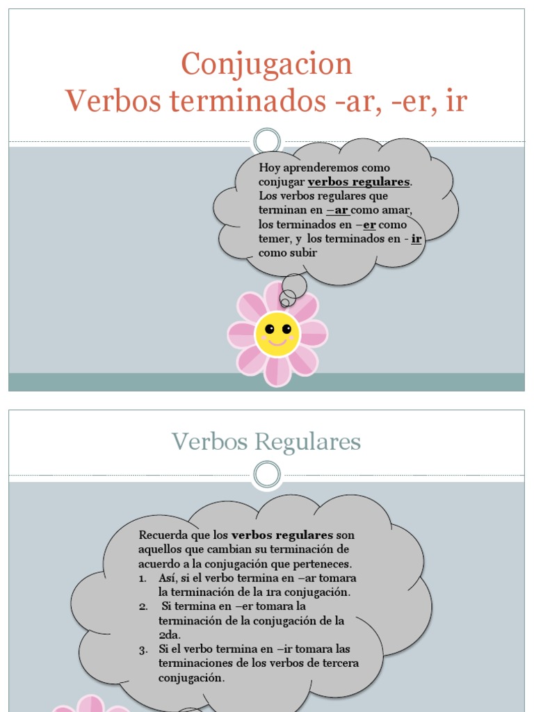 Conjugación de Verbos -ar, -er, -ir | PDF | Verbo | Conjugación gramatical