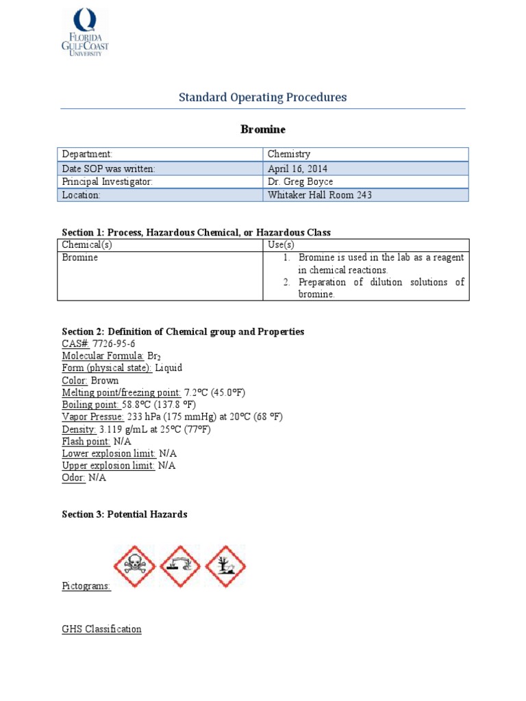 Bromine Handling | PDF | Laboratories | Personal Protective Equipment