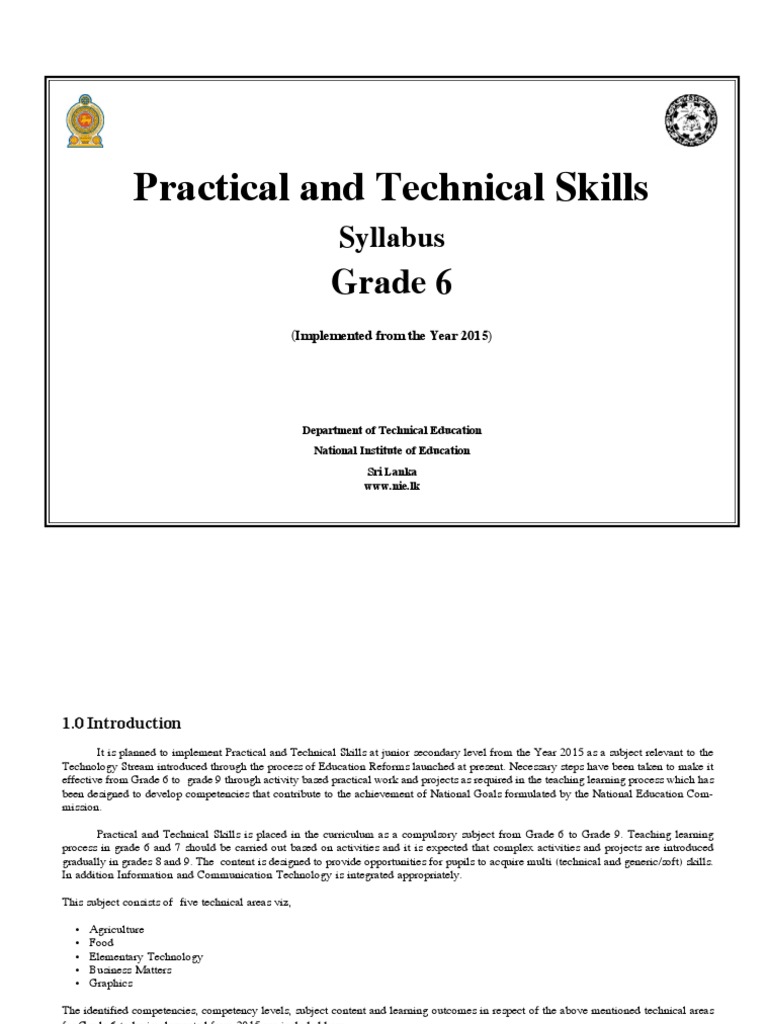 Practical and Technical Skills: Grade 6 | PDF | Competence (Human ...
