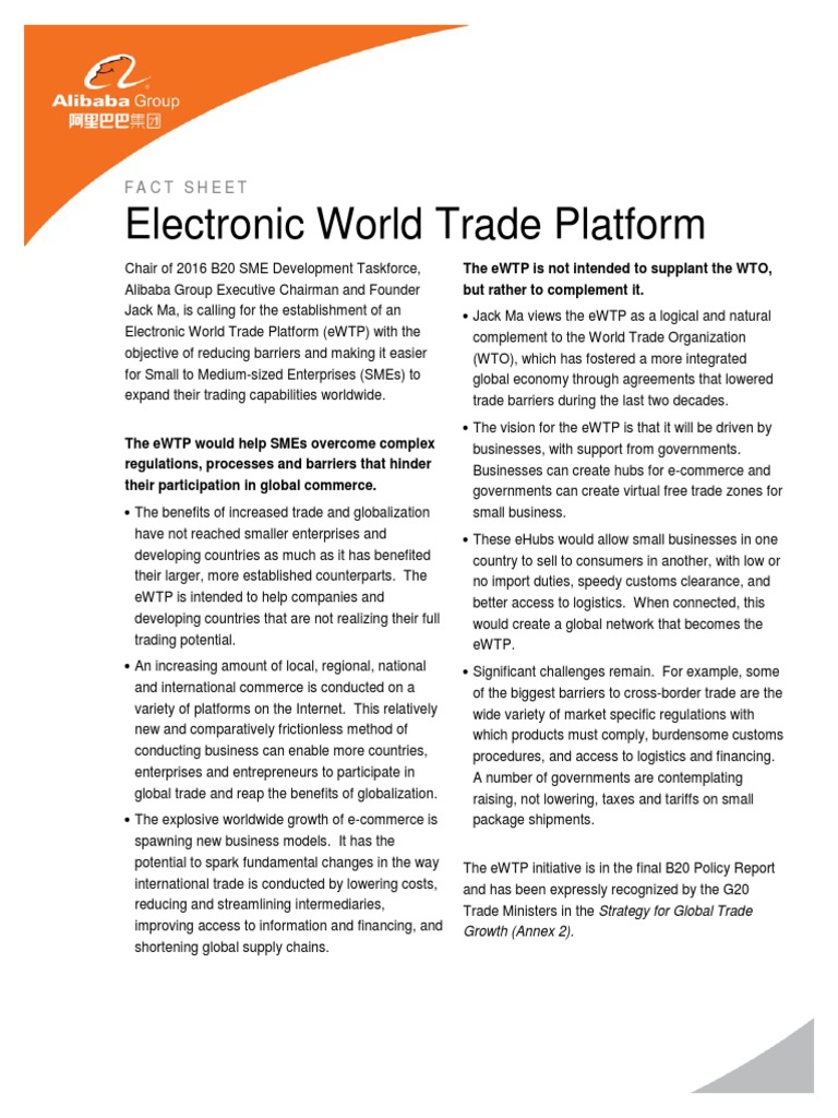 Electronic World Trade Platform: Factsheet | PDF | E Commerce | Trade
