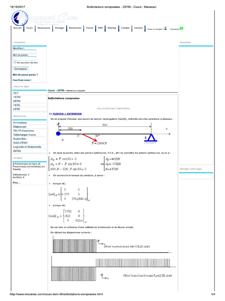 Sollicitations Composées - 2STM - Cours - Mecarazi | PDF