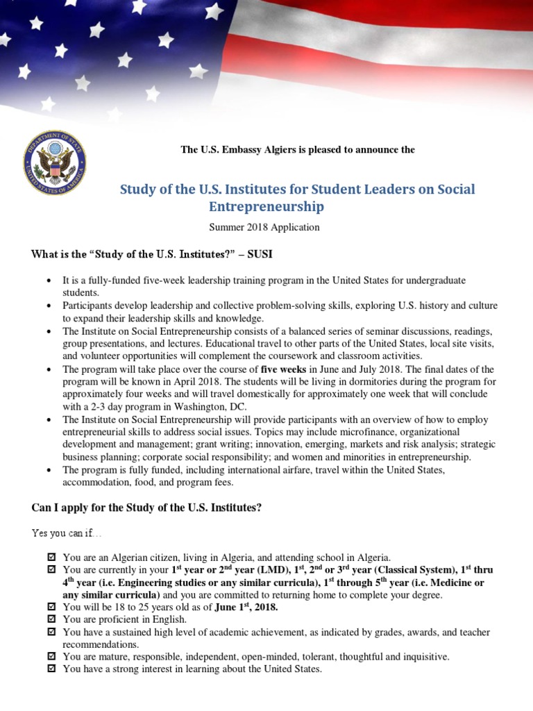 SUSI Social Entrepreneurship Program 2018 | PDF | Entrepreneurship | Essays